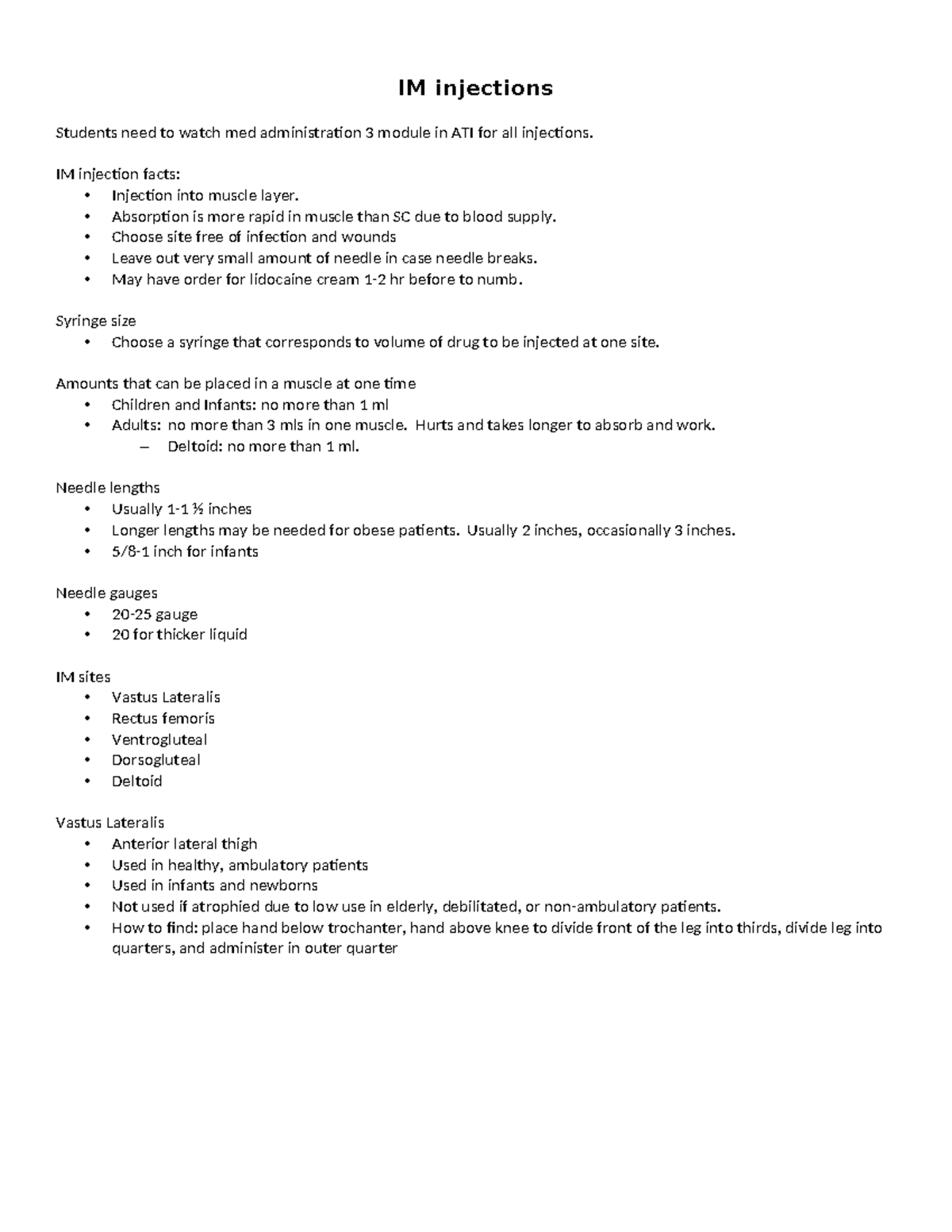 Administering IM Injections: Techniques & Best Practices (MED 3) - Studocu