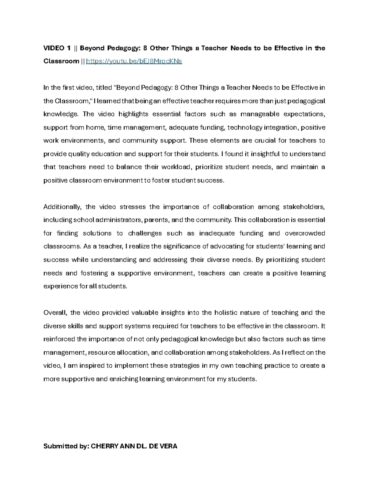 Beyond Pedagogy: 8 Key Factors for Teacher Effectiveness in Class - Studocu