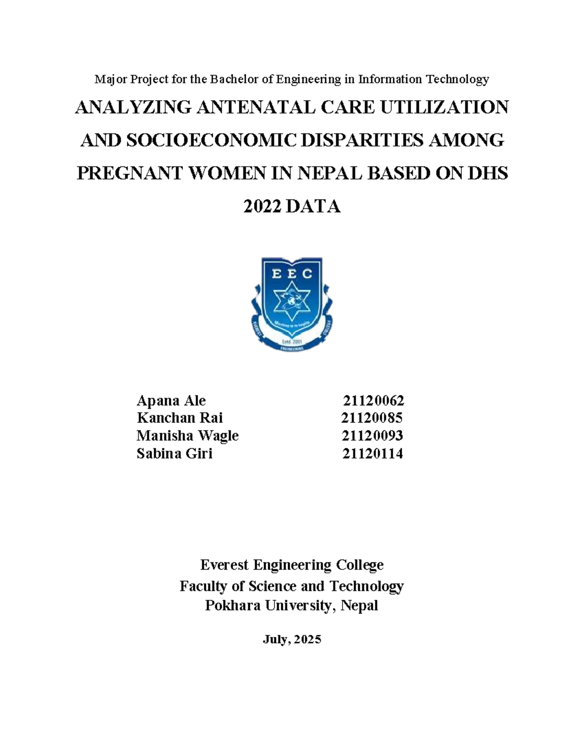 BEIT Major Project: Analyzing ANC Utilization & Socioeconomic ...