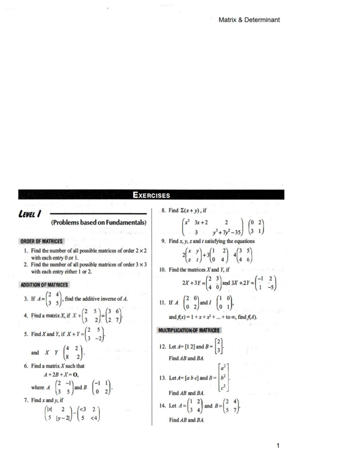 Determinant & Matrix Concepts for Linear Algebra (MATH 101) - Studocu
