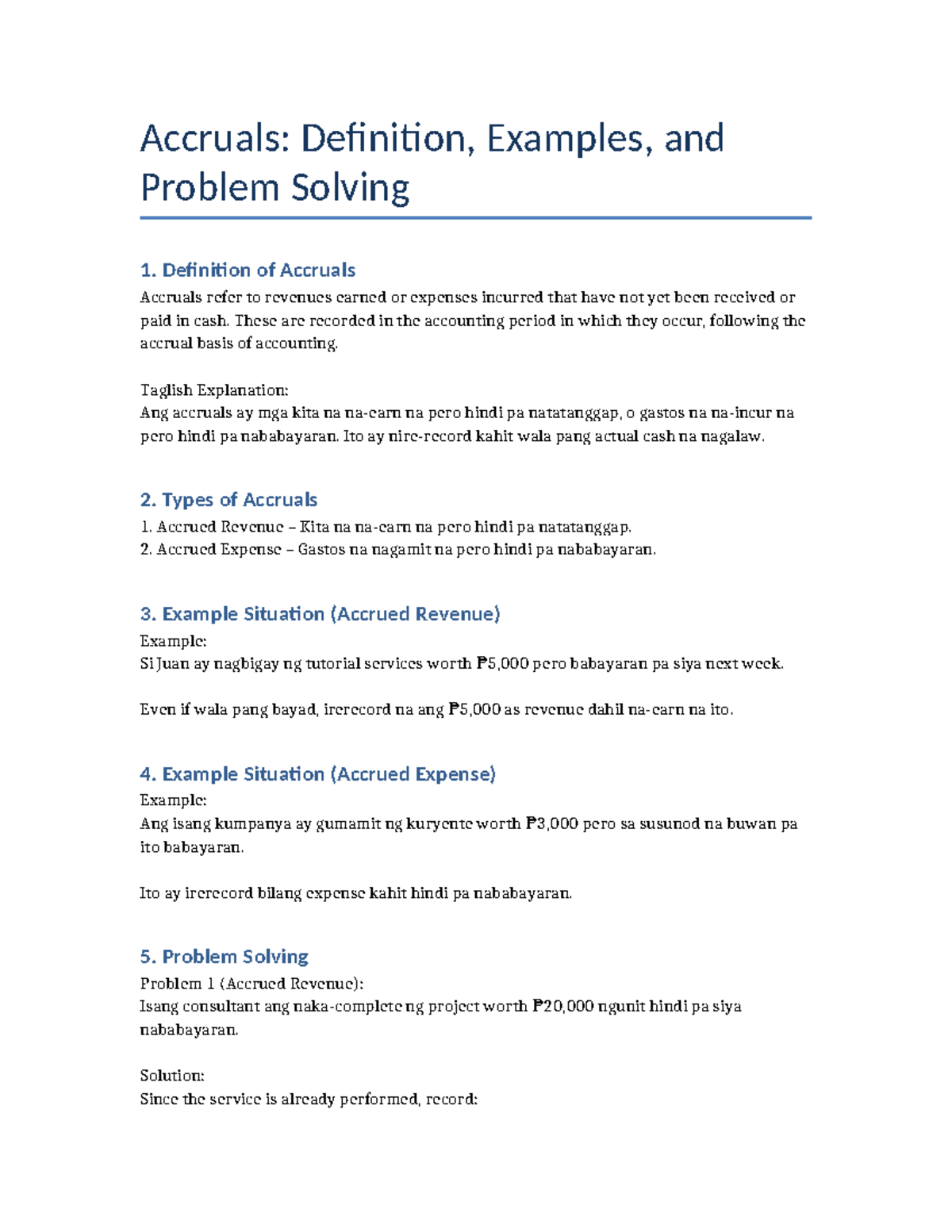 Accruals: Definition, Types, Examples & Problem Solving Notes - Studocu