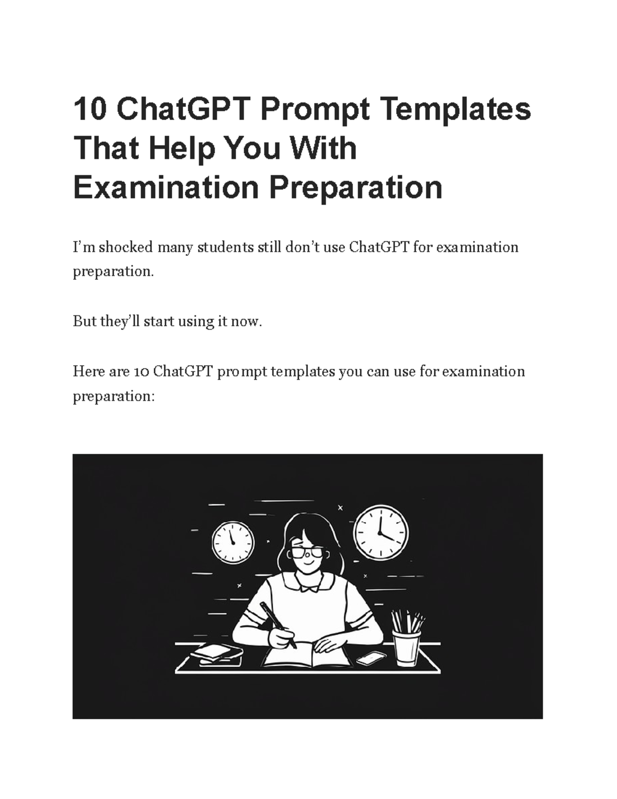 10 Chatgpt Prompt Templates For Effective Exam Prep Studocu