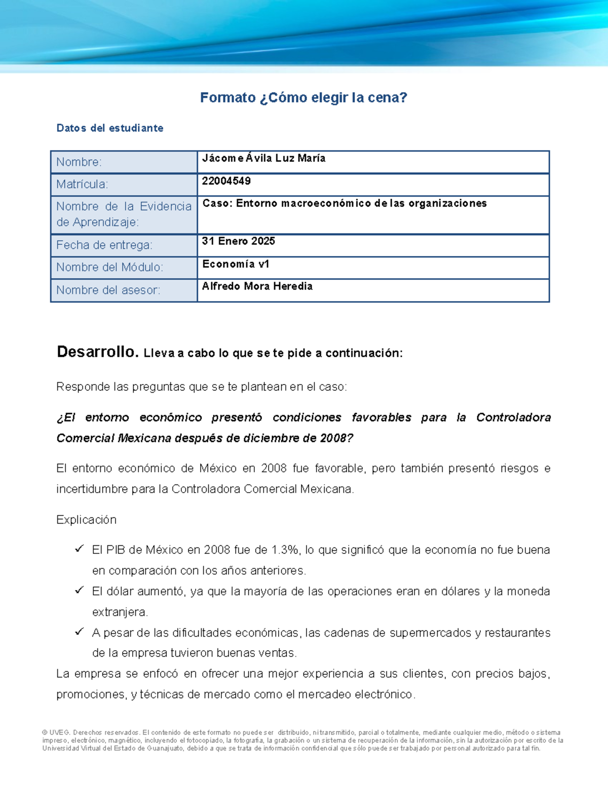 Jacome Luz Maria Macroeconomico - Formato ¿Cómo elegir la cena? Datos ...