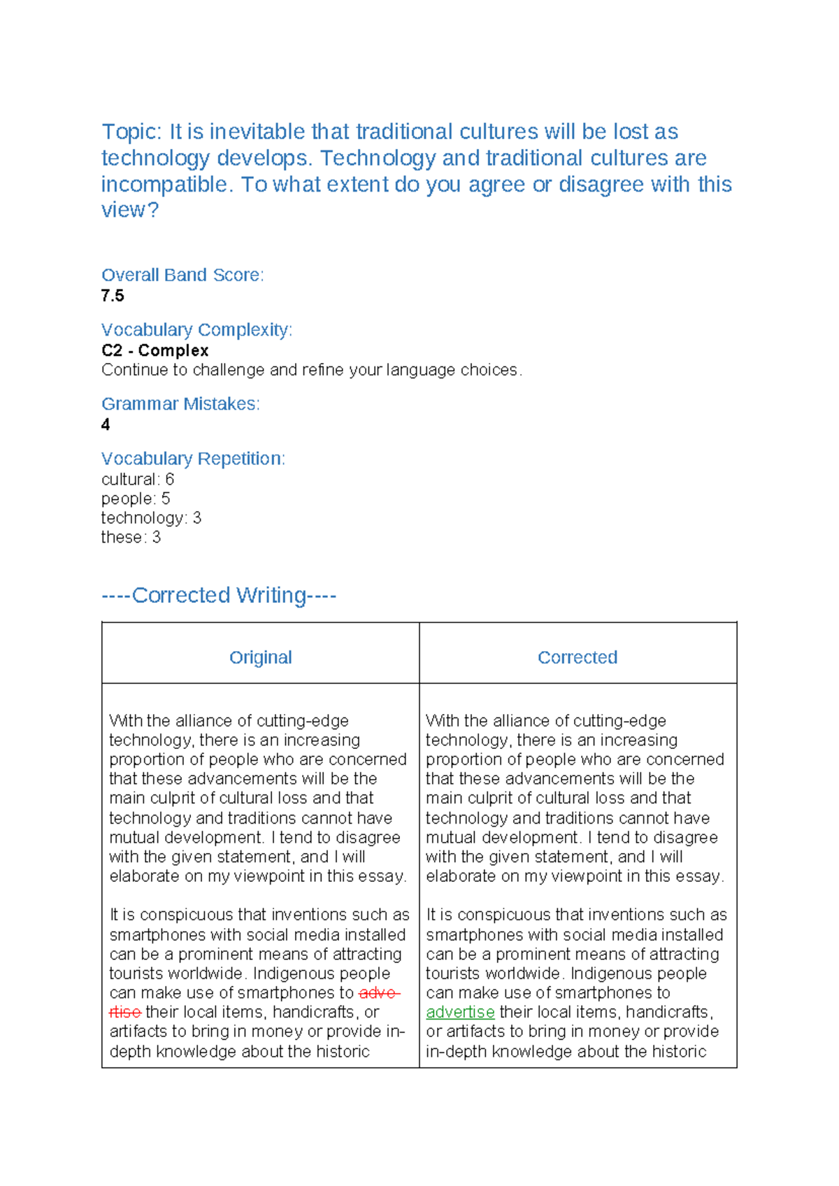 ENG101 Essay: Technology's Impact on Traditional Cultures - Studocu