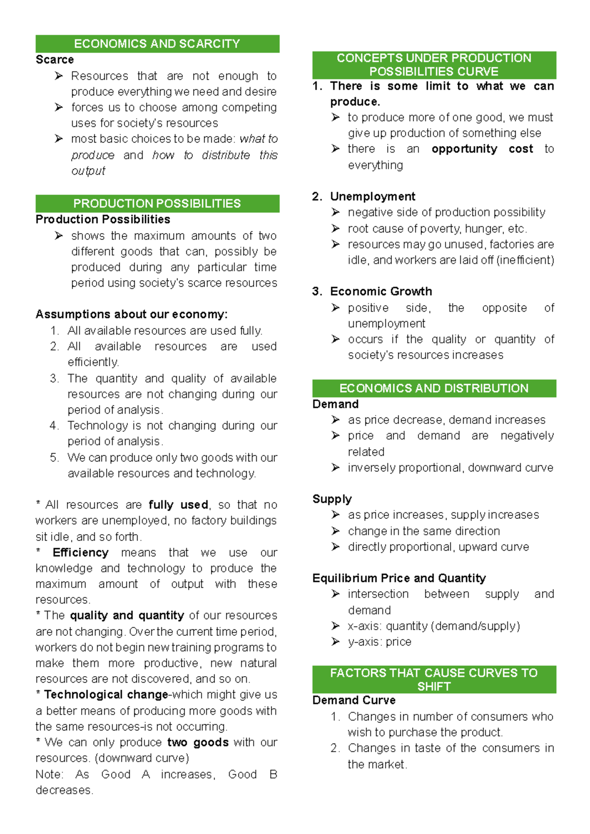 ECON 101: Economics of Scarcity and Production Possibilities - Studocu