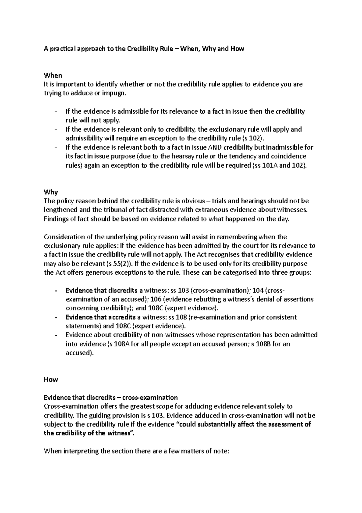 The-Credibility-Rule paper - A practical approach to the Credibility ...