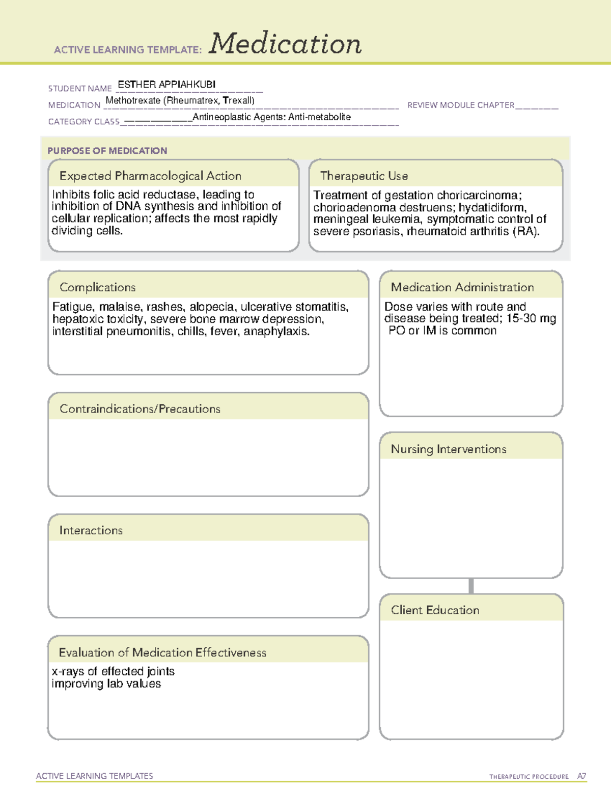 M8 - Active Learning Template: Methotrexate Review Module - Studocu