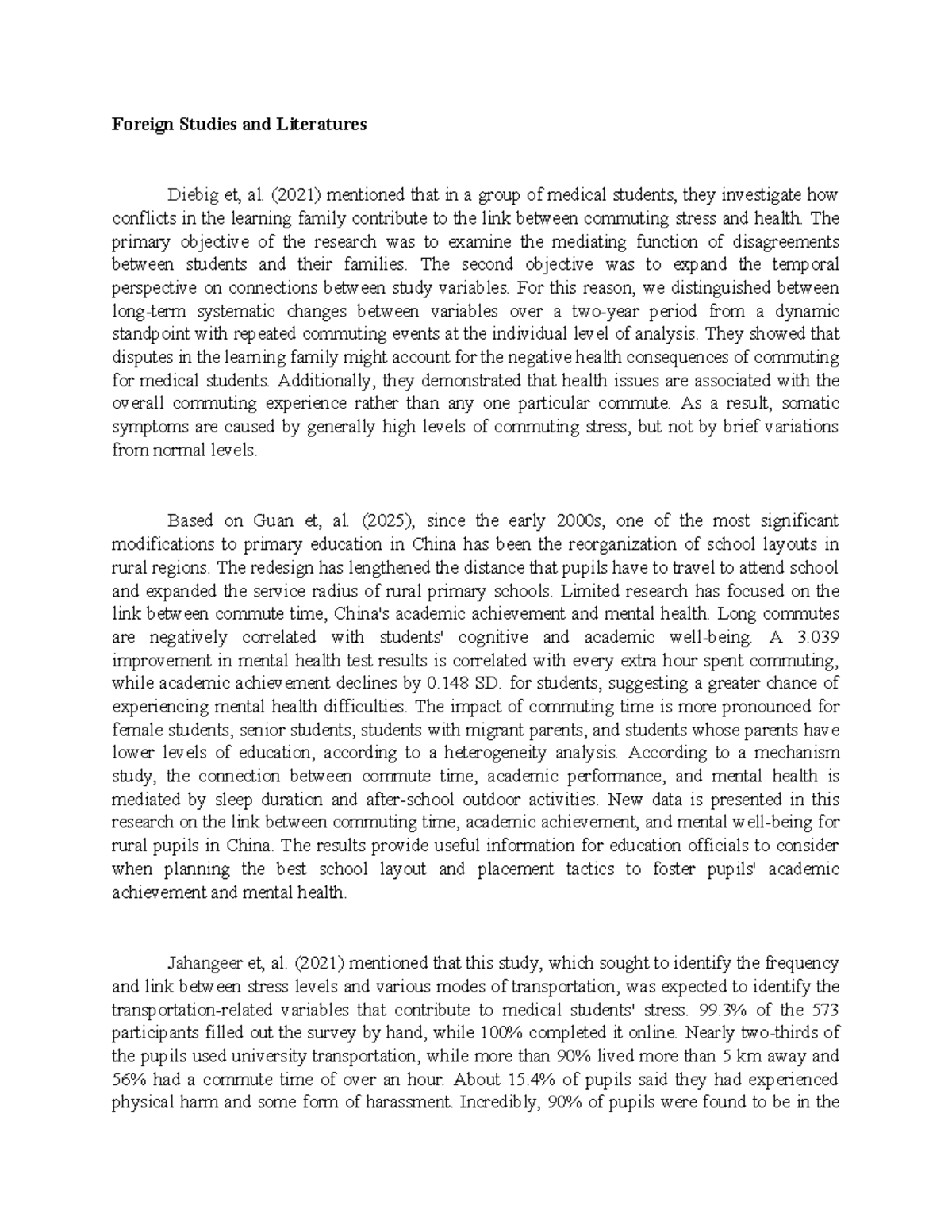 Commuting Stress and Academic Performance: Insights from Foreign ...