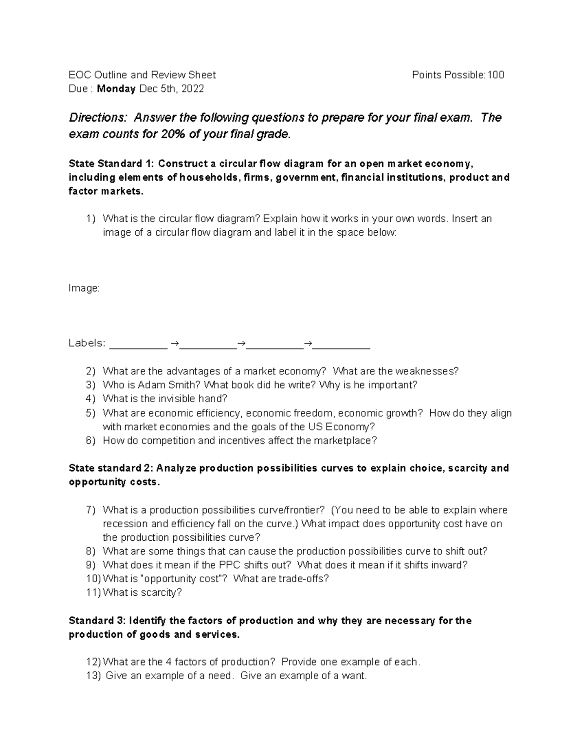 Econ EOC Final Exam Review - Key Topics and Concepts - Studocu