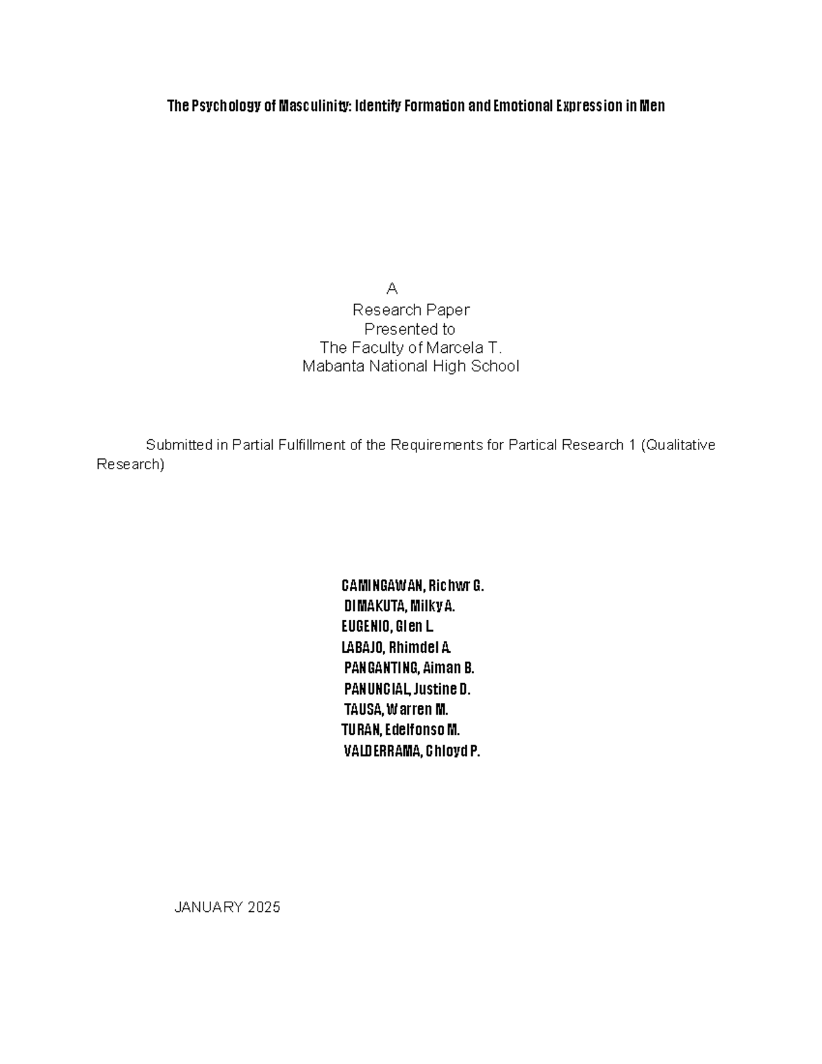 Psychology of Masculinity: Identity & Emotion in Men (Qualitative ...