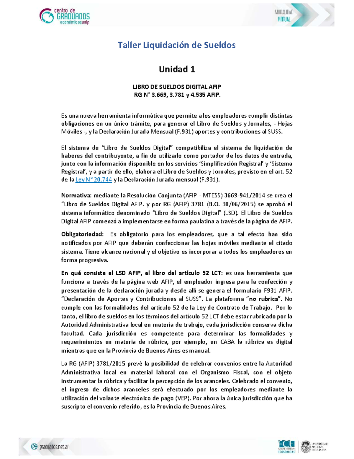 ALSJ Unidad I: Guía sobre el Libro de Sueldos Digital AFIP y Rúbricas ...