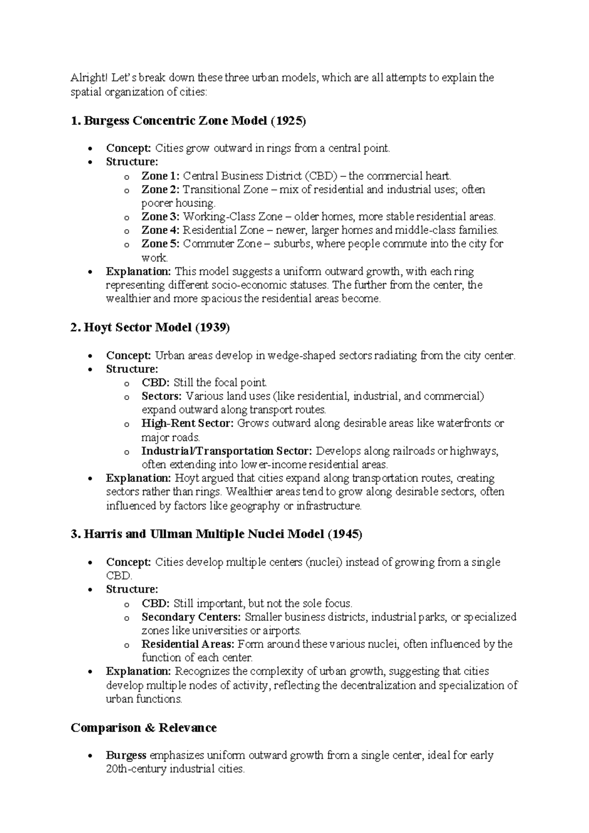 Urban Models and Their Implications: A Comprehensive Overview (URB 101 ...