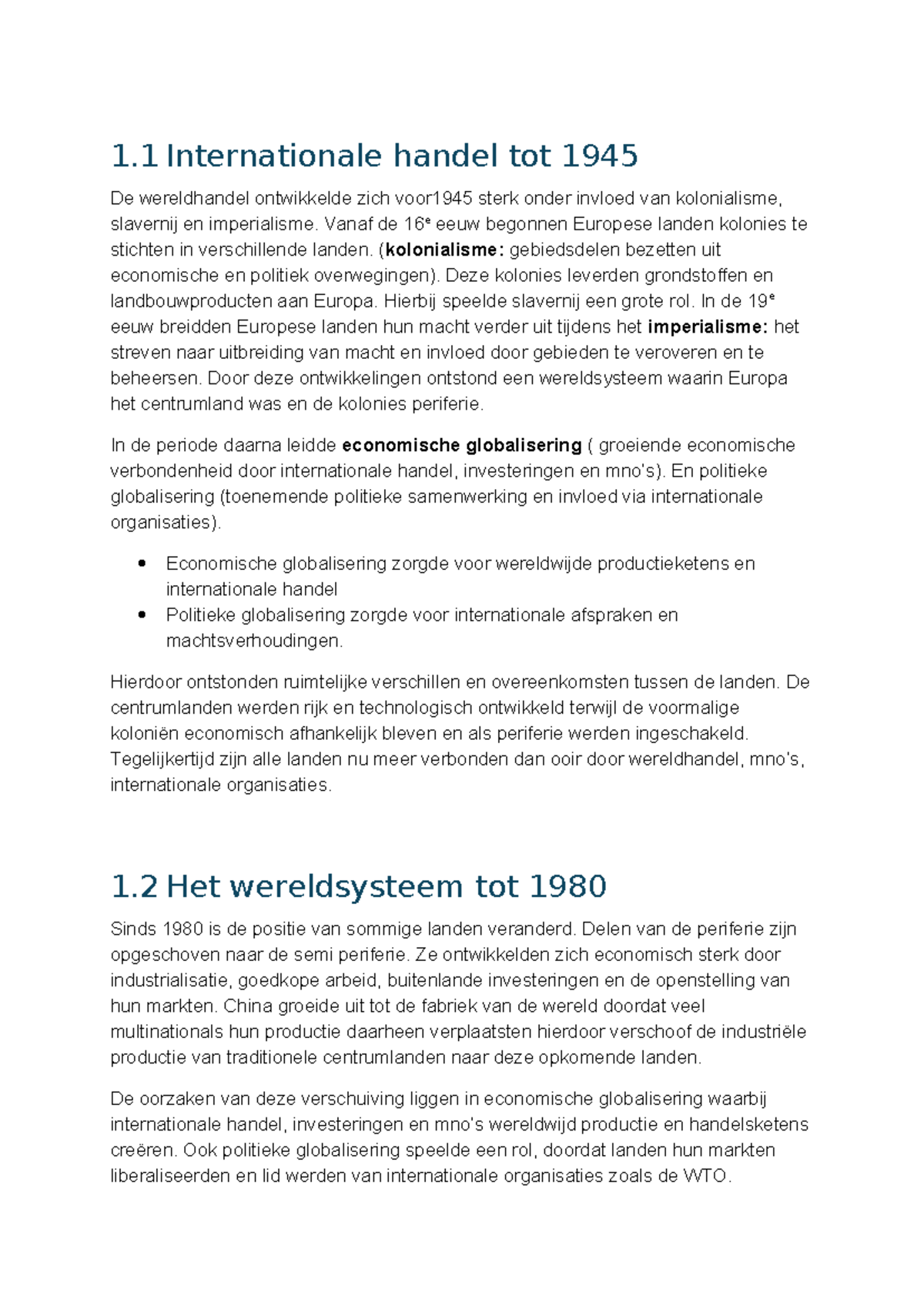 Globalisering en Wereldhandel tot 2010: Een Analyse (VWO) - Studeersnel