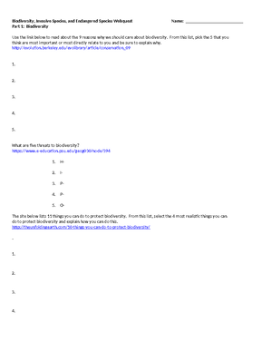 Biodiversity and Solutions Study Guide - Environmental Science ...