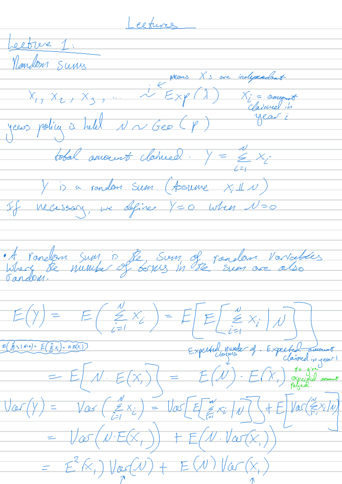ST202 LN11 - Week 11 Lecture Notes on Random Variables and Processes ...