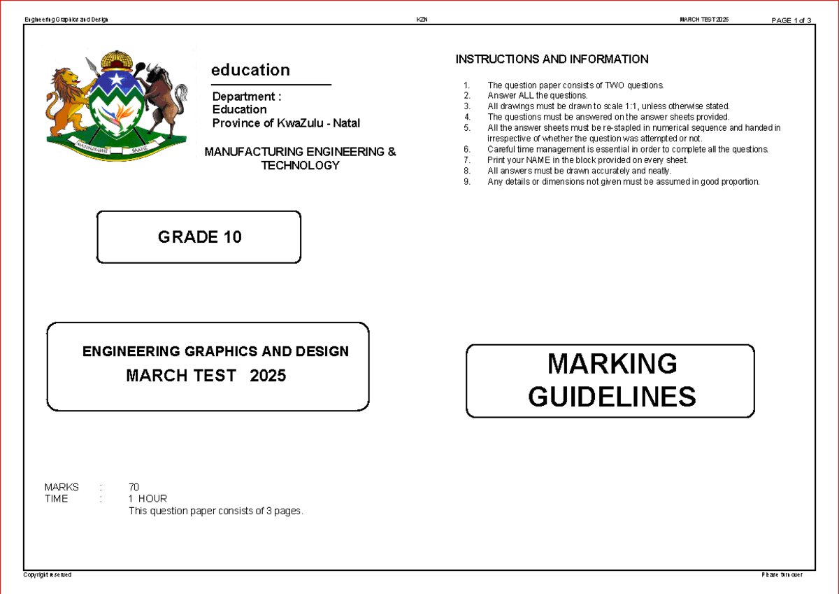 GR 10 EGD March 2025 MG - EGD 2025 TEST MEMORANDUM - Studocu