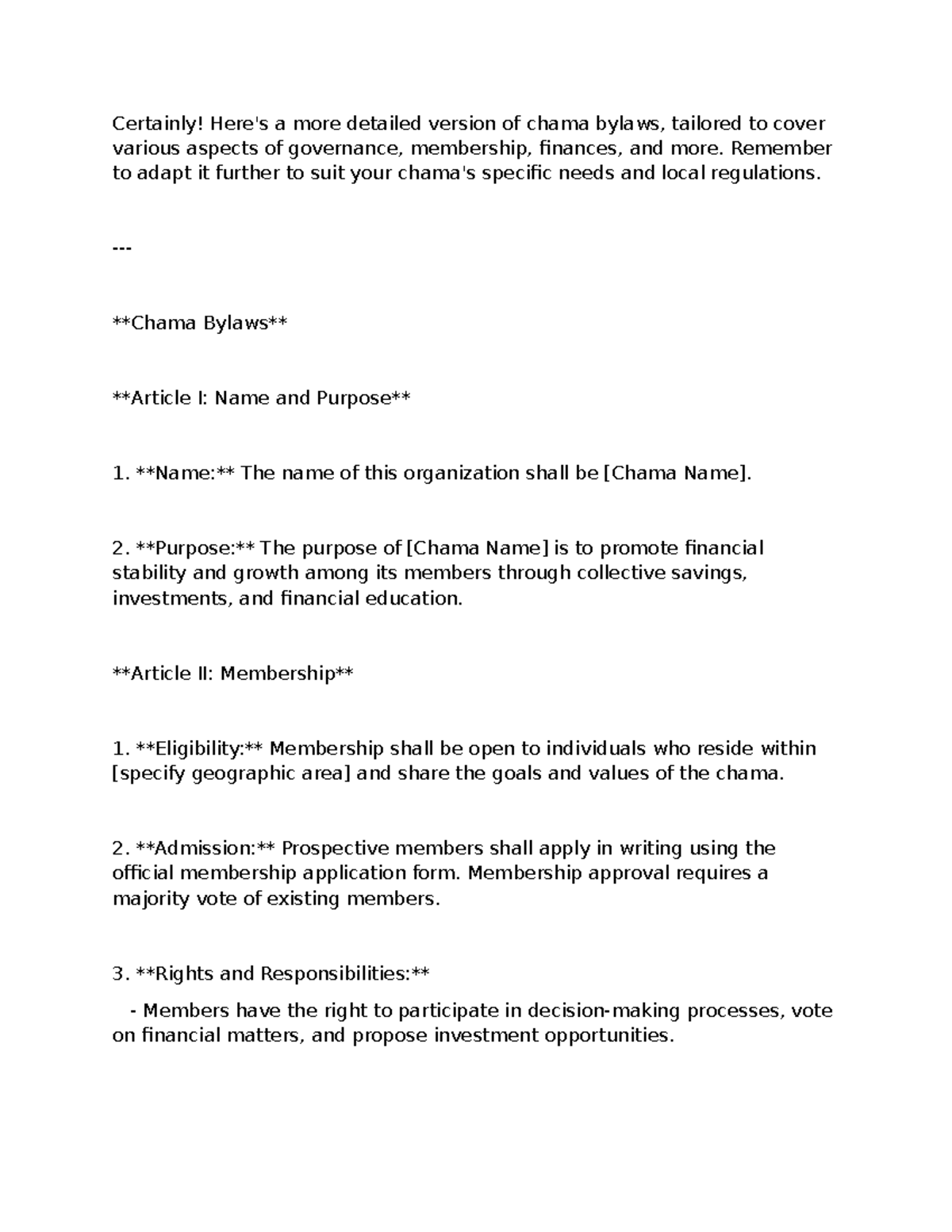 Chama Governance Bylaws: Structuring Financial Growth and Membership ...