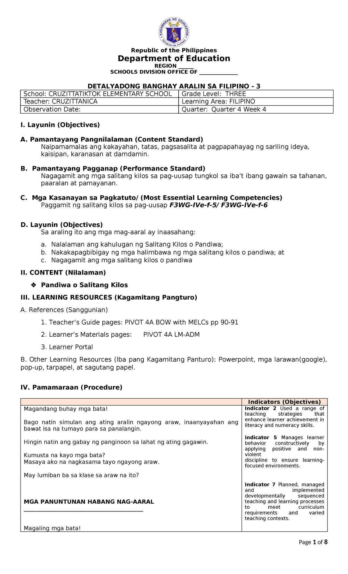 Sample deped format - Kind and pleasant - Department of Education ...