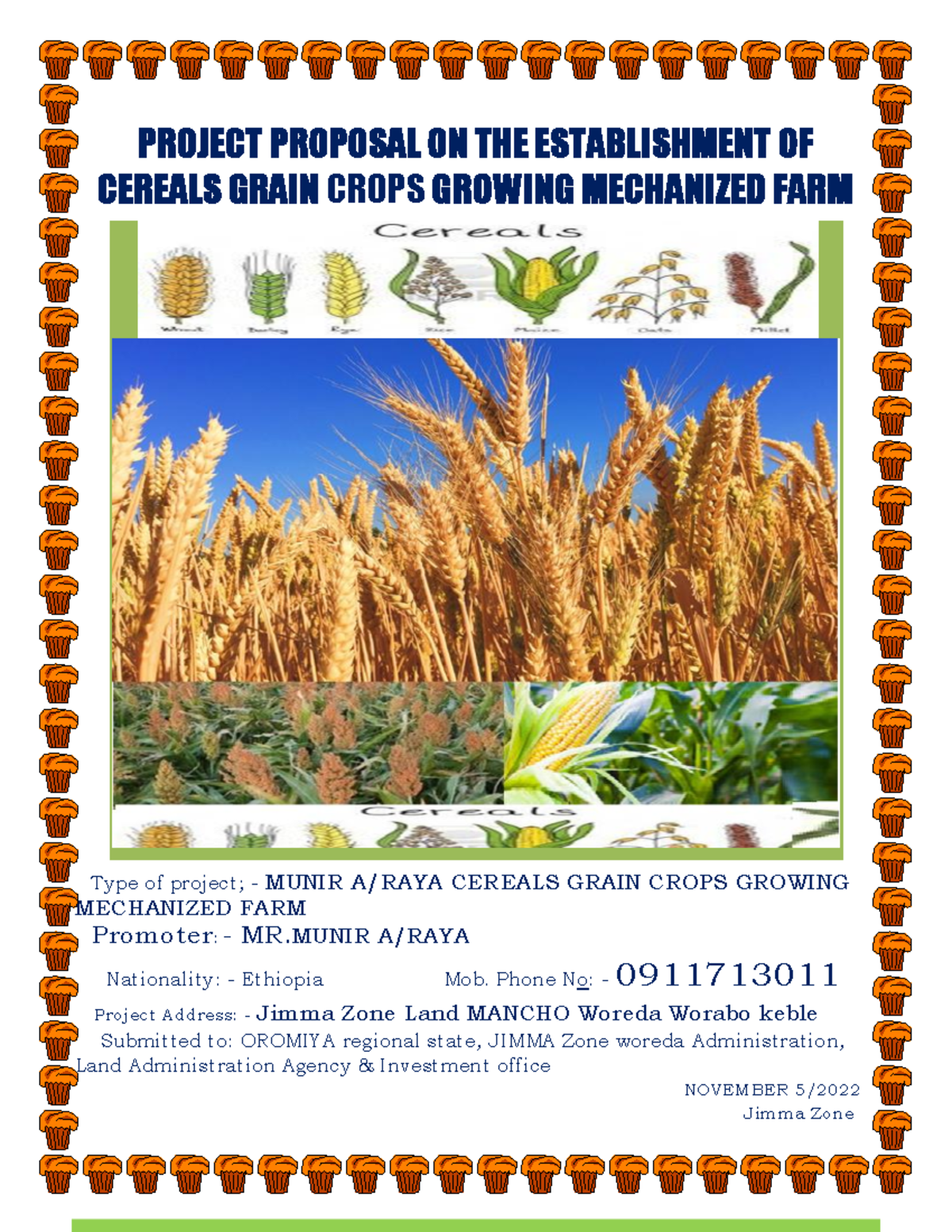Project Proposal for MUNIR A/RAYA Mechanized Cereal Farm Initiative ...
