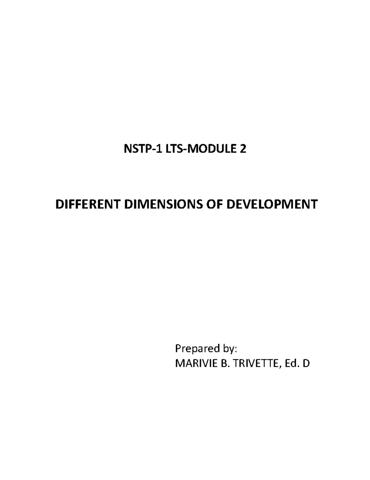 NSTP 1 Module 2: Exploring Dimensions of Development (Revised 2023 ...
