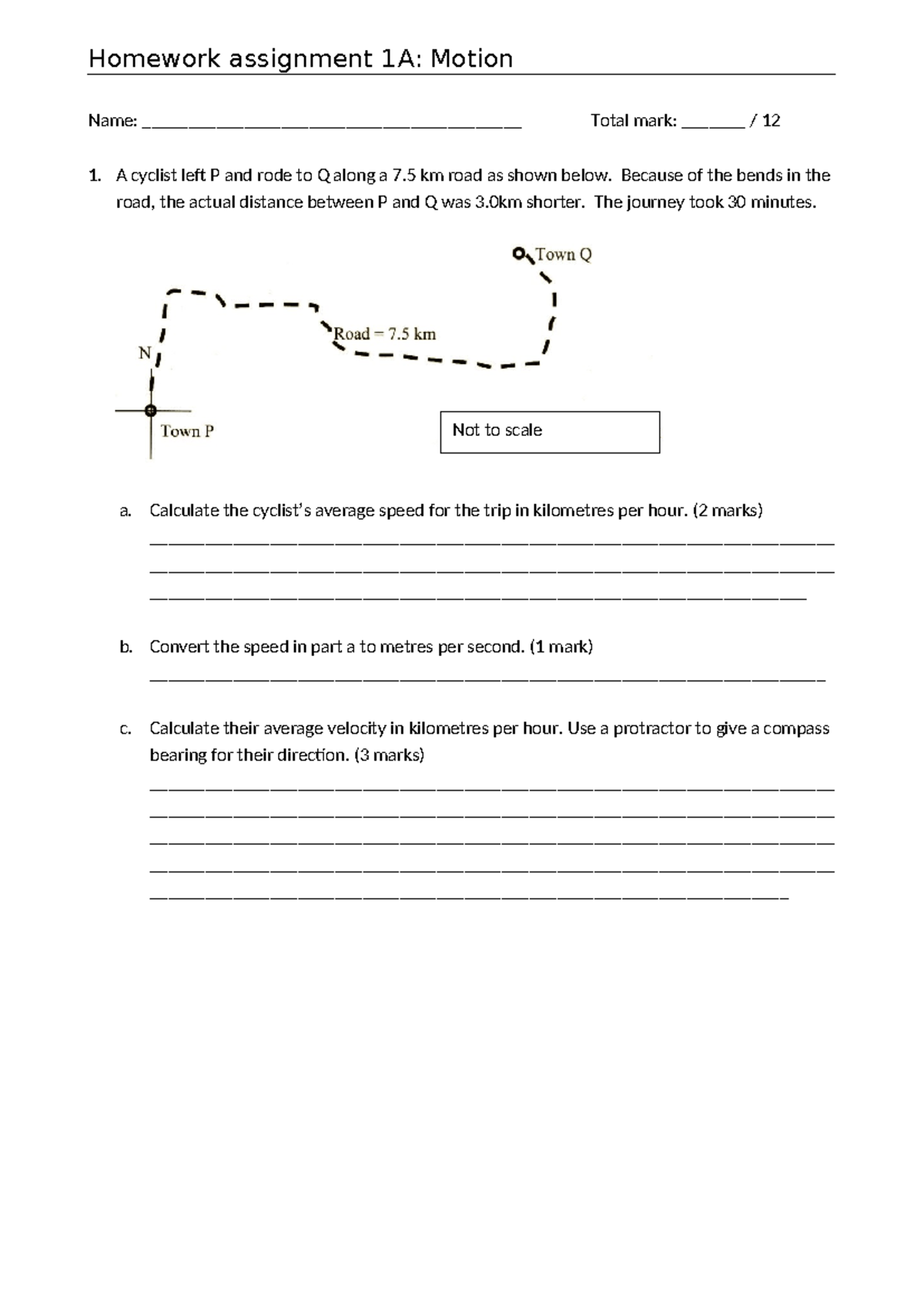 HW 1A: Motion - Average Speed & Velocity Calculations - Studocu