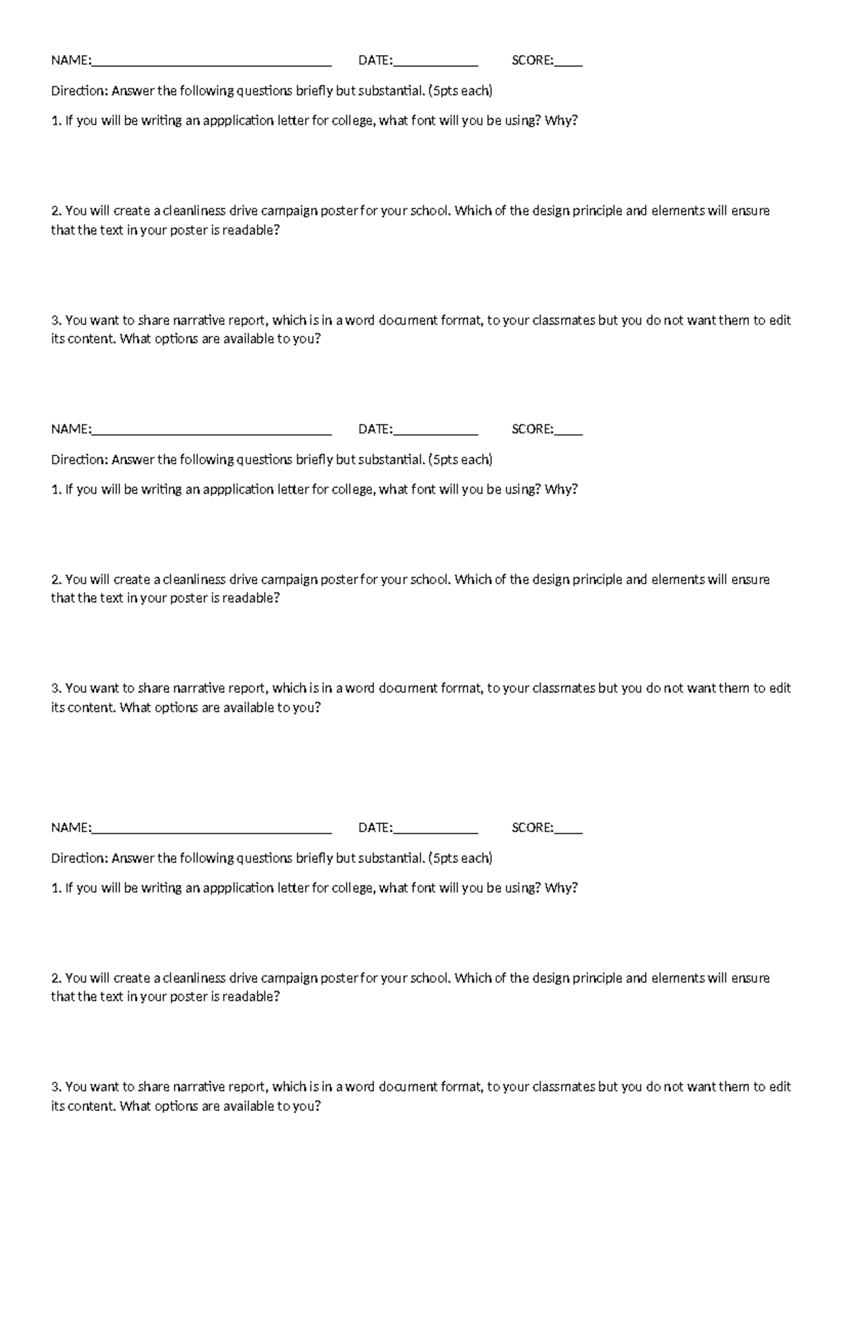 Design Principles and Elements Quiz (5pts each) - Studocu