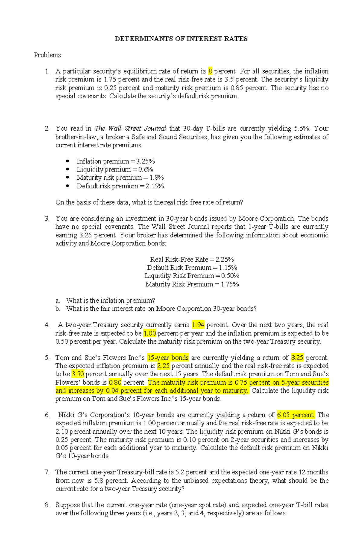 Module 2 - Interest Rates Determinants & Key Questions Explained - Studocu