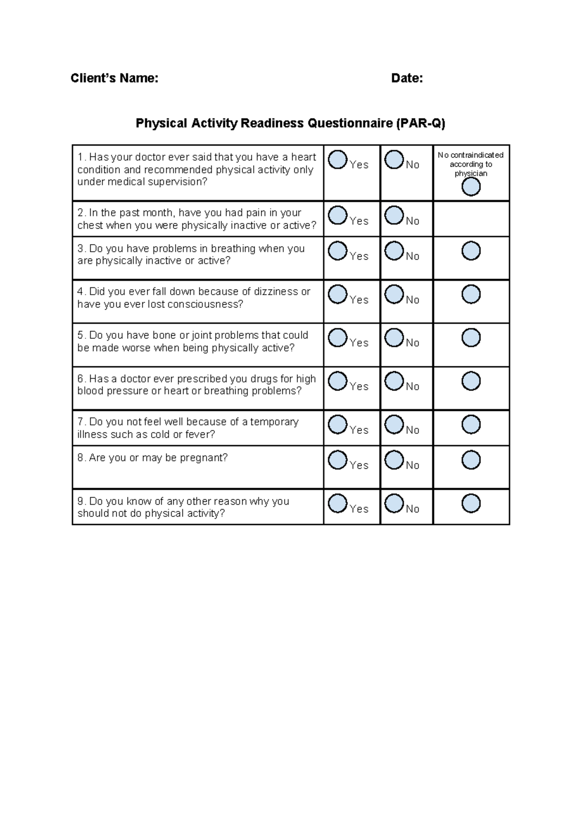 Geria-Assessment-Tools: Physical Activity Readiness & Nutritional Screening - Studocu