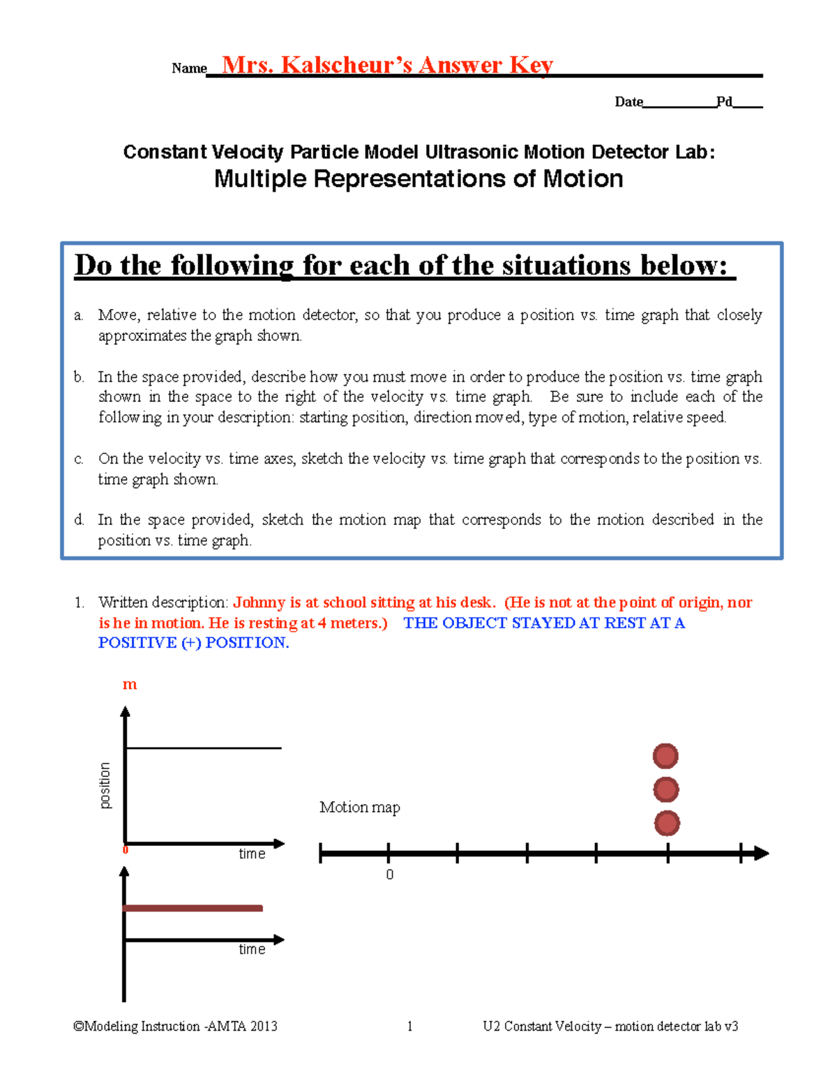 Motion Map Packet KEY - Constant Velocity Lab Answer Key - Studocu