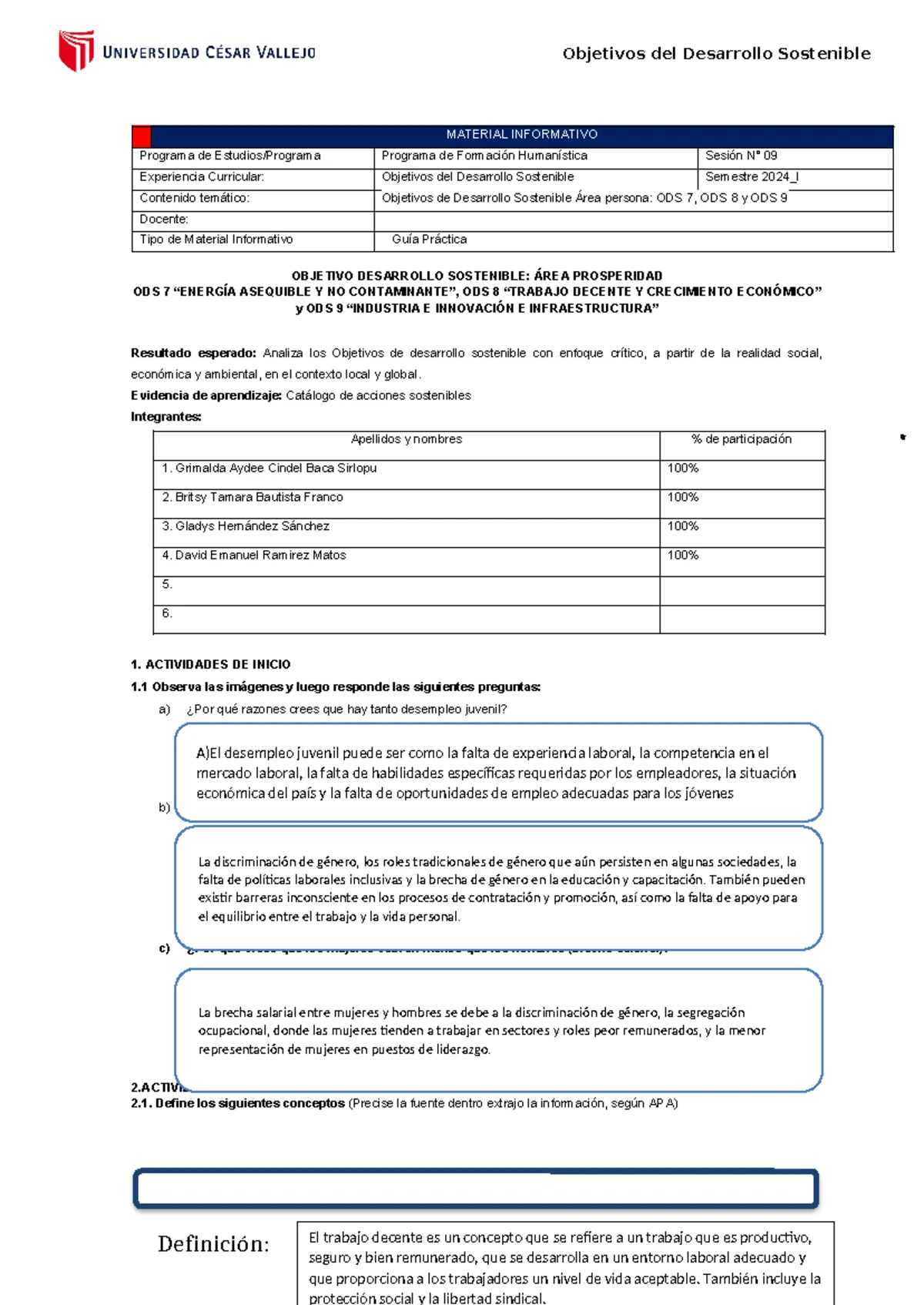 Guía Práctica N° 08: ODS 14 y ODS 15 - Grupo 8 (2024-1) - Studocu