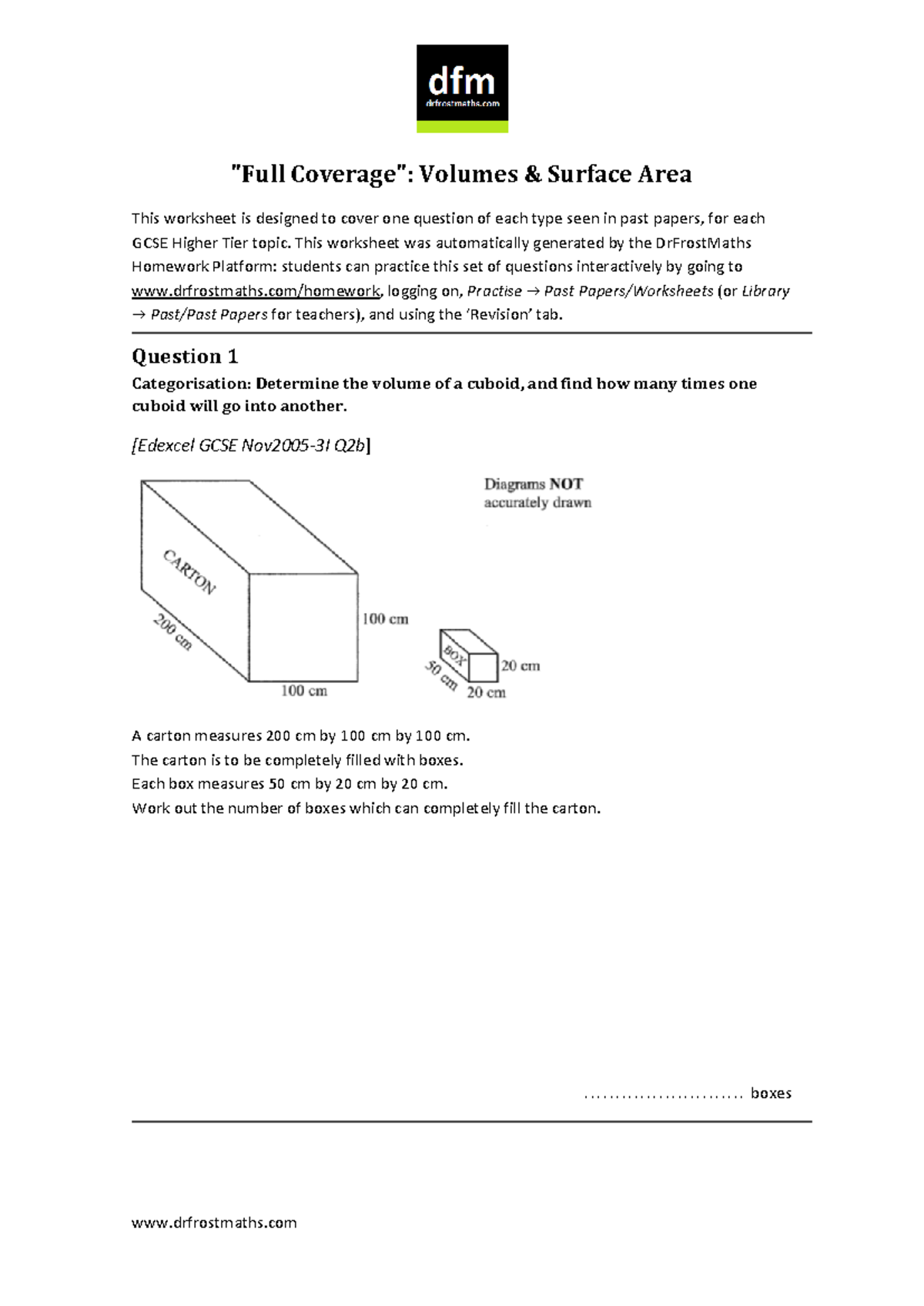 Edexcel GCSE Full Coverage: Volumes & Surface Area Worksheet - Studocu