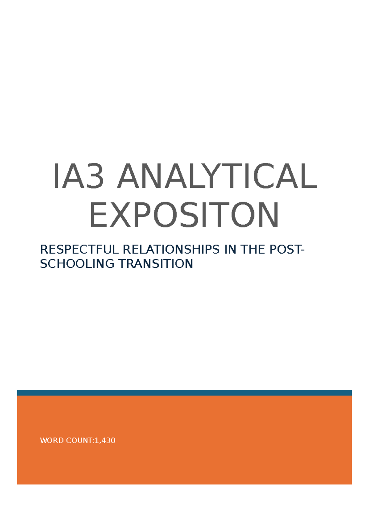 Health IA3 - Analytical Exposition on Respectful Relationships in Post ...