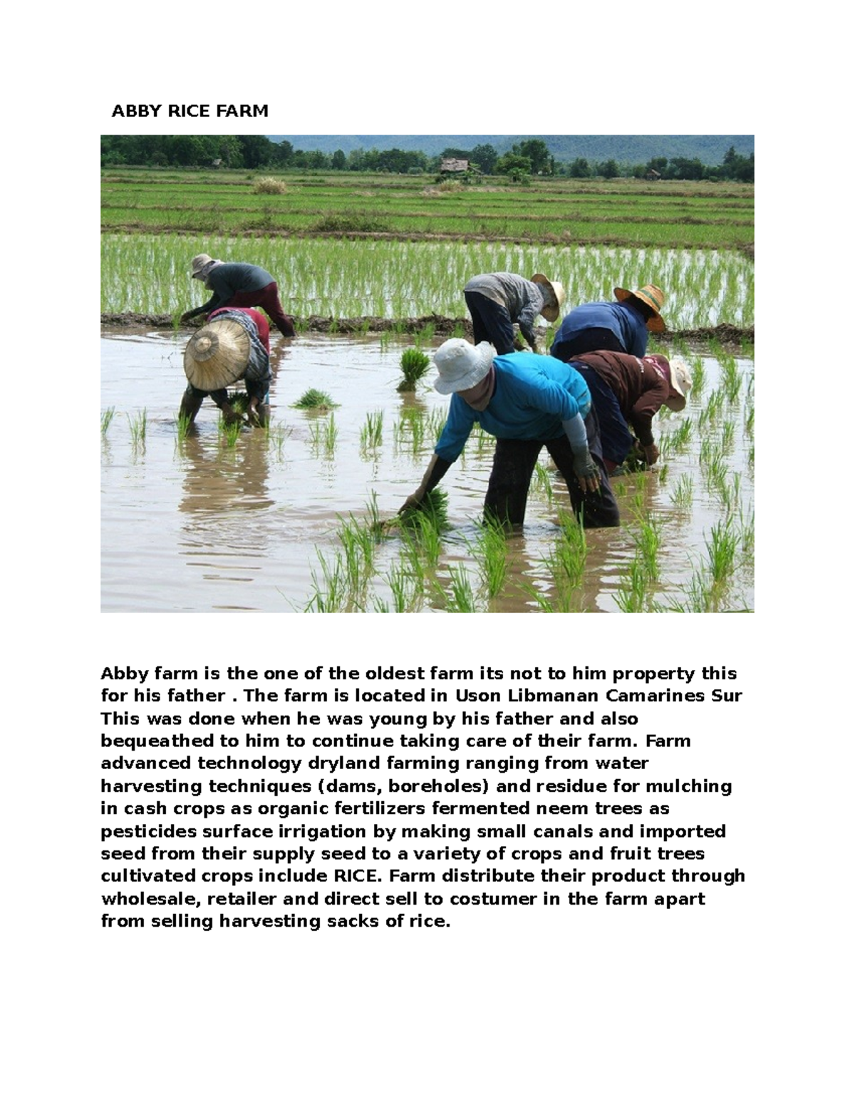 Abby Rice Farm: Techniques and Practices (Document 26) - Studocu