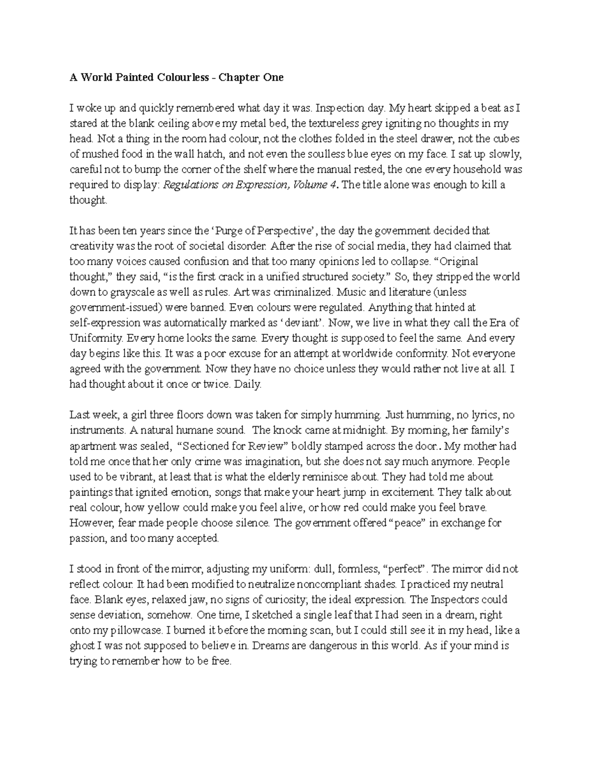 A World Painted Colourless: Chapter 1 - The Era of Uniformity - Studocu