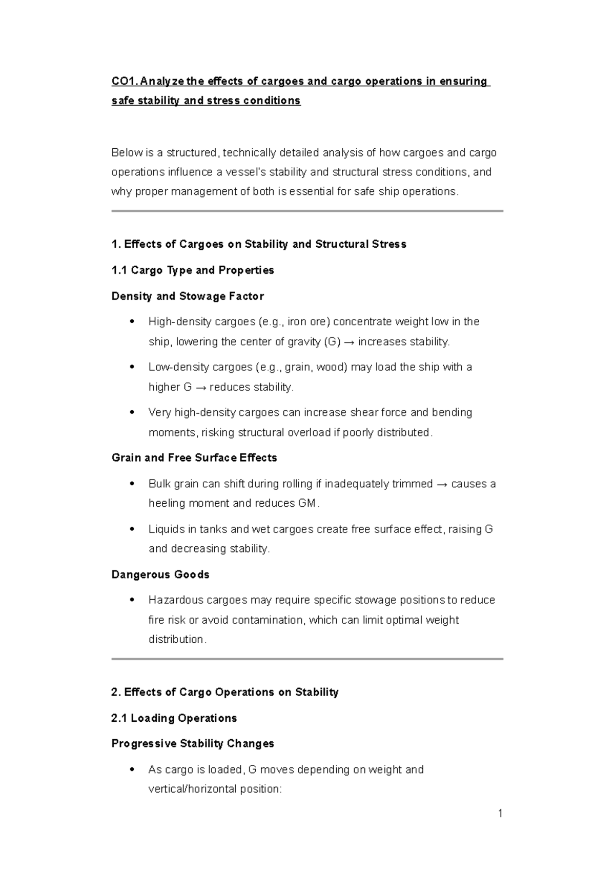 Research Paper (SEAM6): Analyzing Cargo Effects on Ship Stability and ...