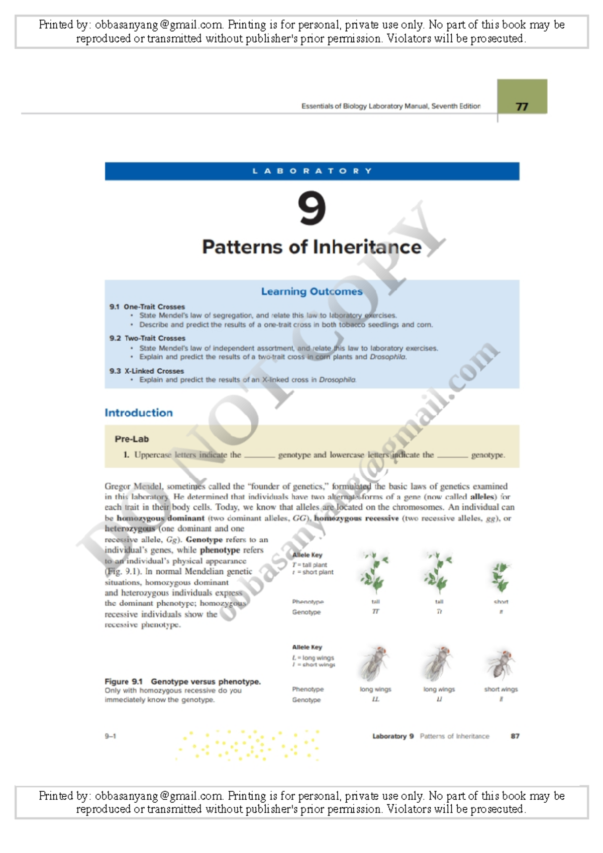 Bio 9 - lab - Bio 11 - reproduced or transmitted without publisher's ...