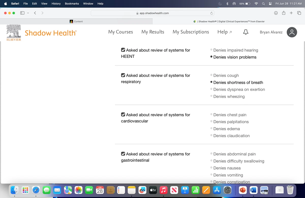 Shadow Health: Focused Exam on Pain Assessment & Family History - Studocu