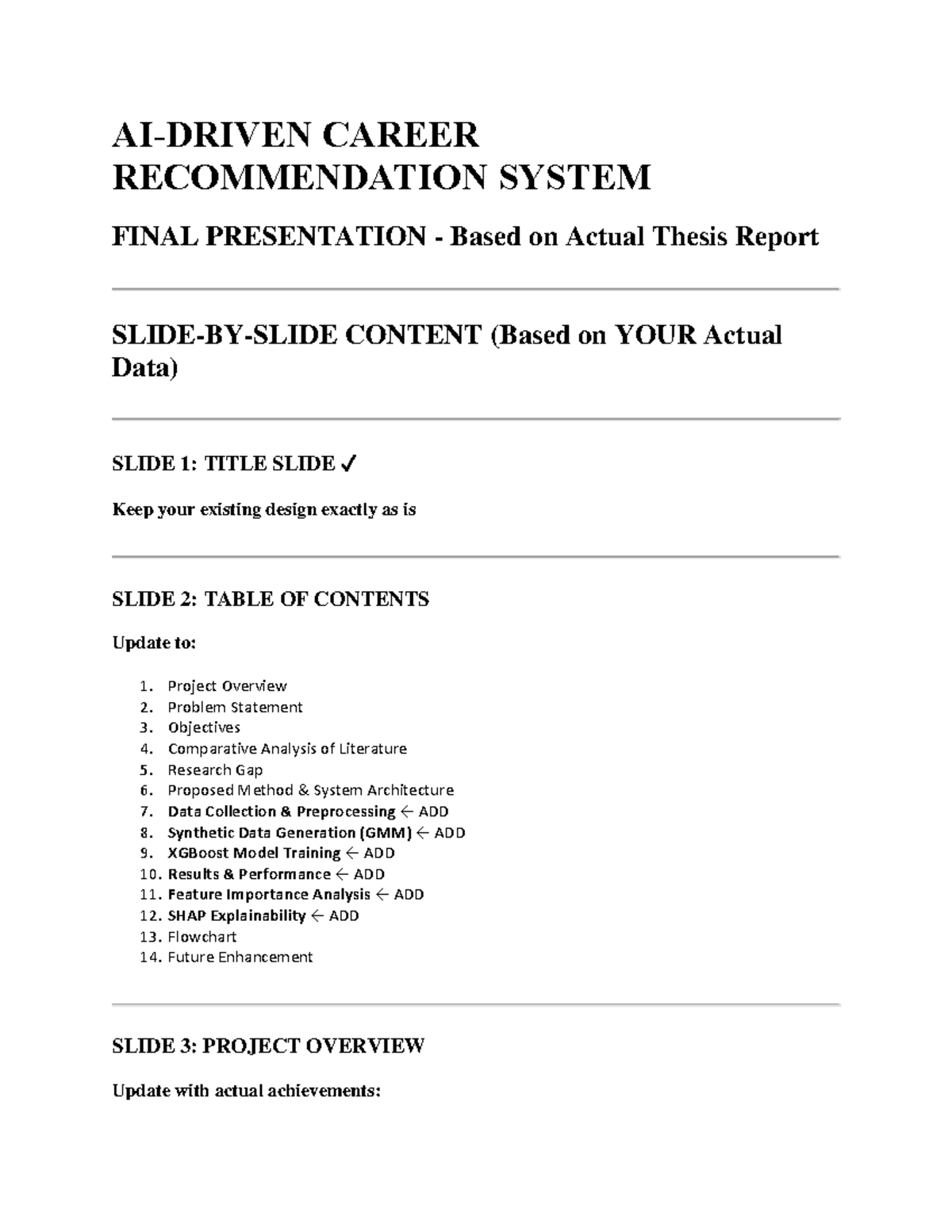 CAREER RECOMMENDATION SYSTEM FINAL PRESENTATION (Thesis Report) - Studocu