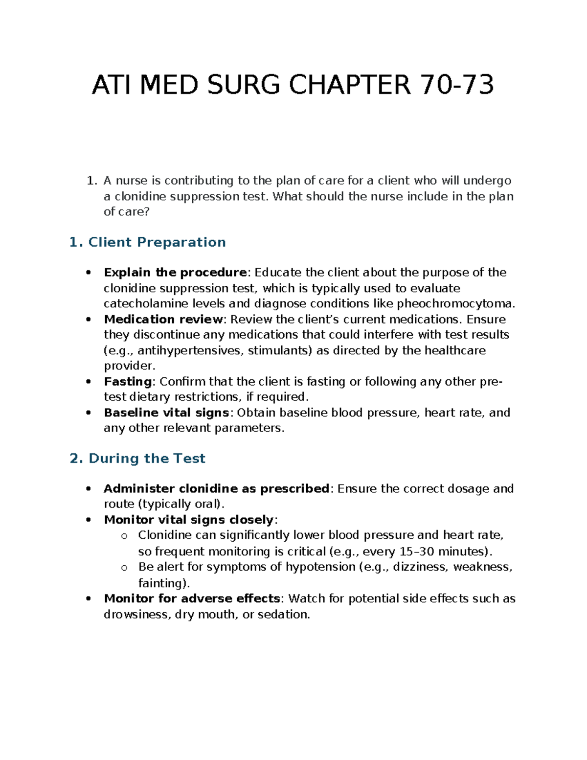 ATI MED SURG 70-73 - Medical surgical assignment questions and answers ...