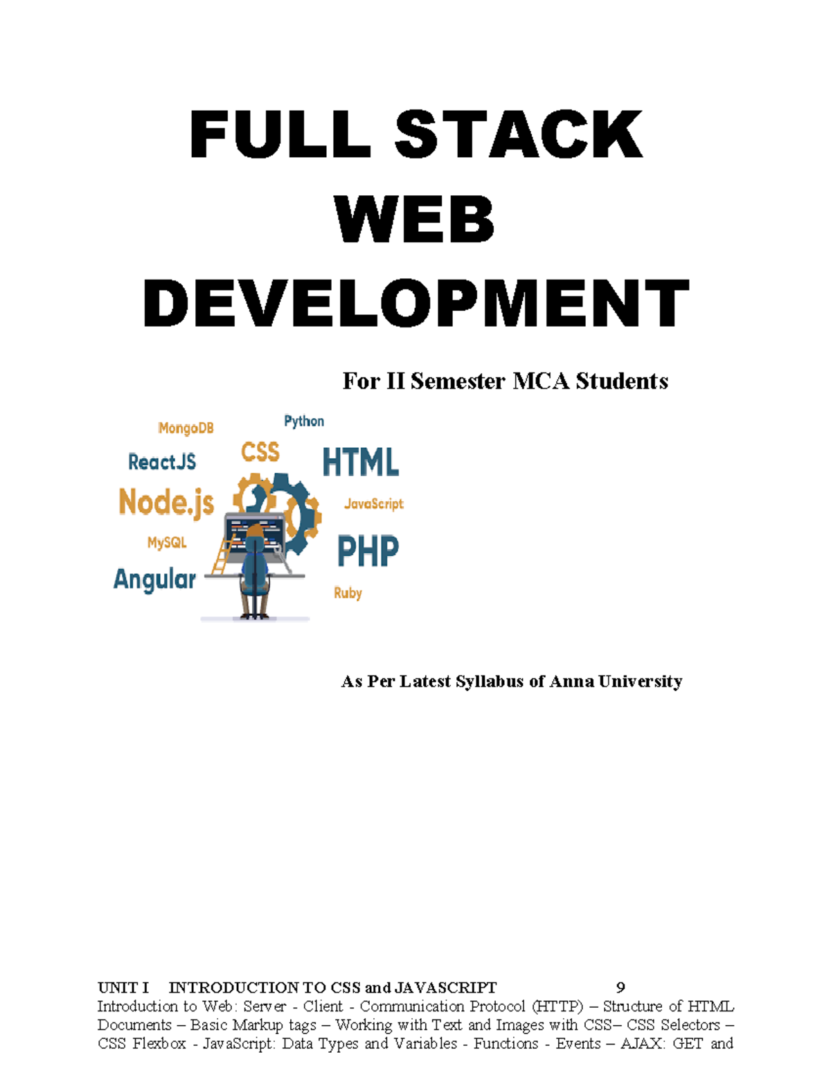 MCA II Sem: Full Stack Web Dev - Intro to CSS & JS Concepts - Studocu