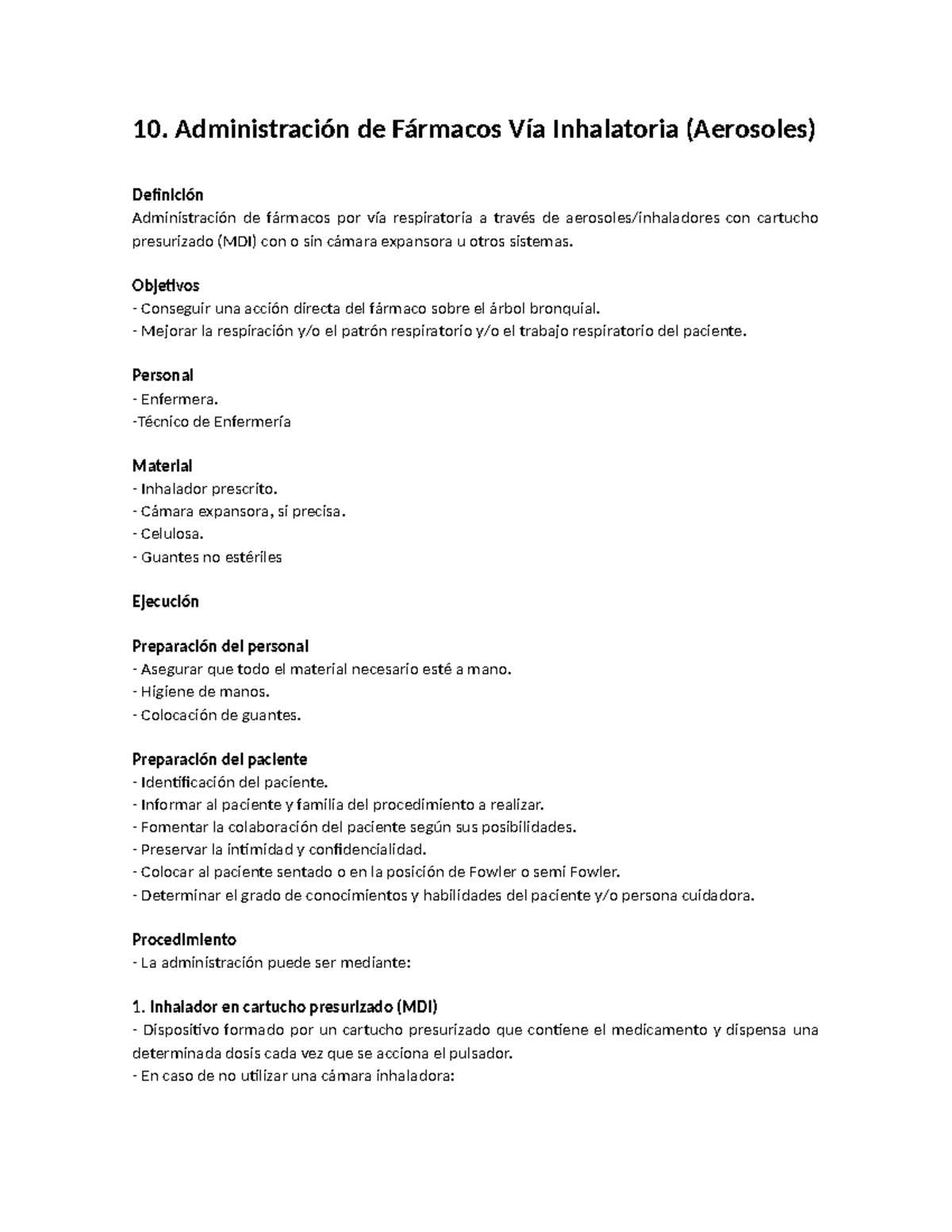 Administración de Medicamentos Inhalatorios: Guía Completa 2023 - Studocu