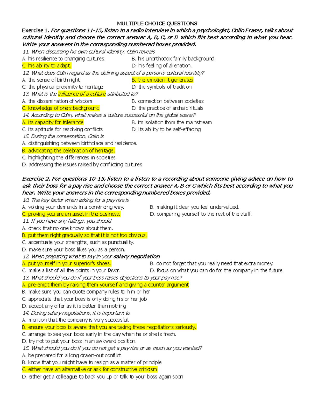 CPE Listening Practice Tests: Exercises on Cultural Identity ...