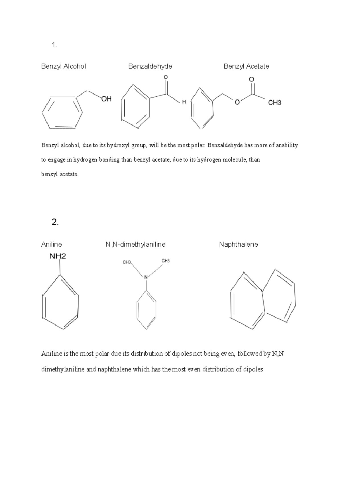Lab Report 1: Polarity Comparisons of Aromatic Compounds - Studocu