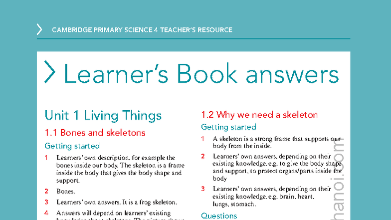 P Science 4 learner book answers - Learner’s Book answers Unit 1 Living ...