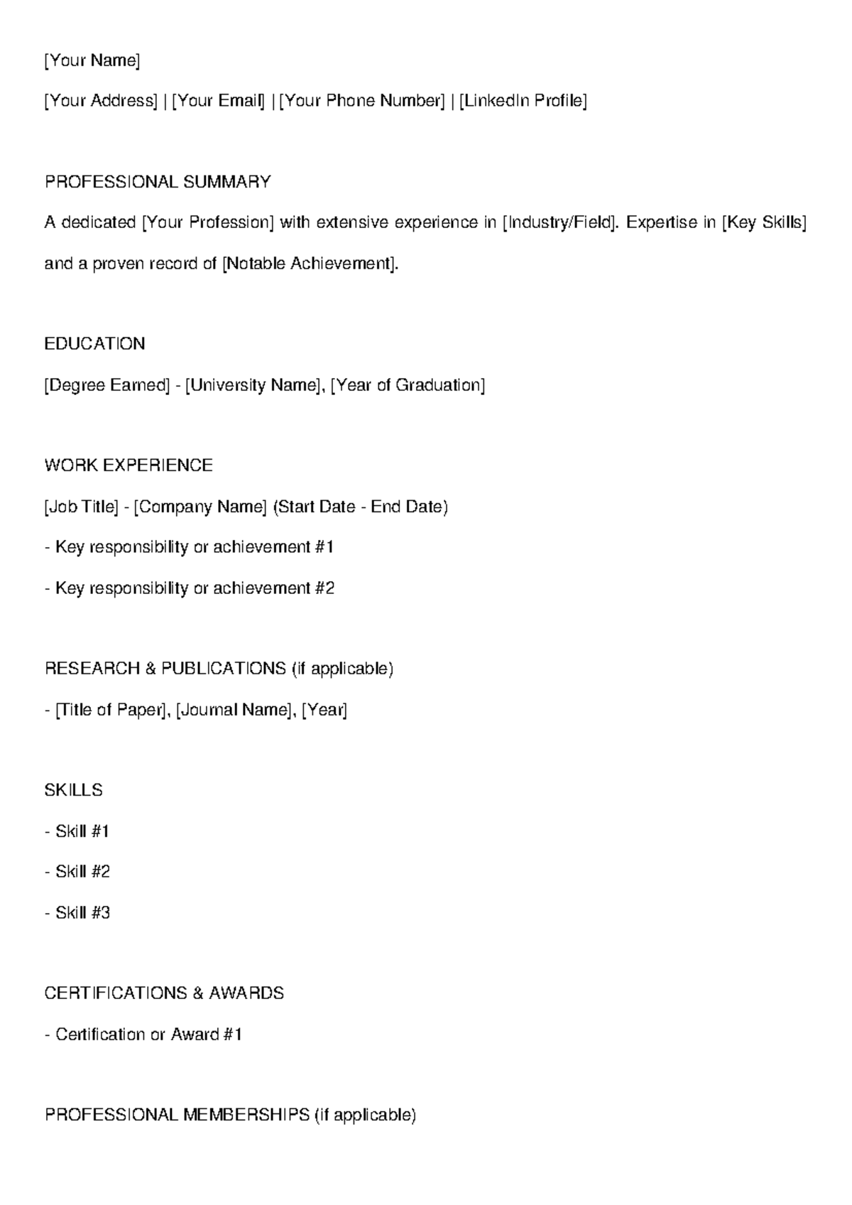 CV Example - Letter - [Your Name] [Your Address] | [Your Email] | [Your ...