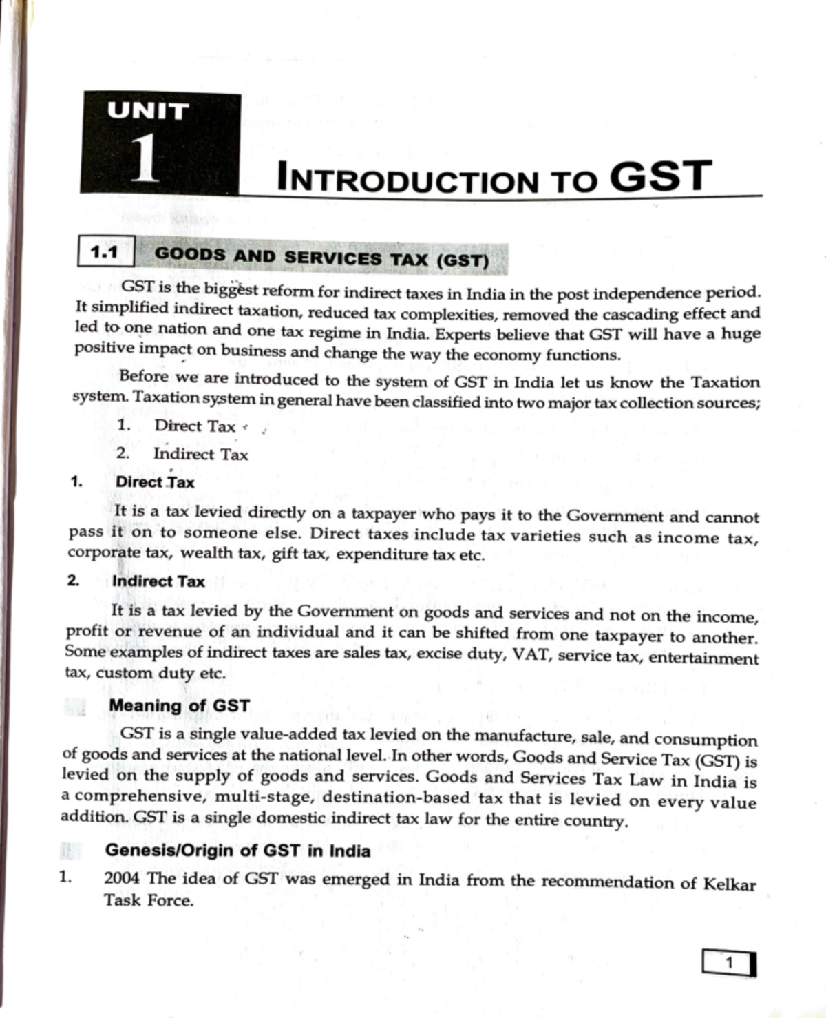 GST Assingment - this to write gst assignments - UNIT INTRODUCTION TO ...