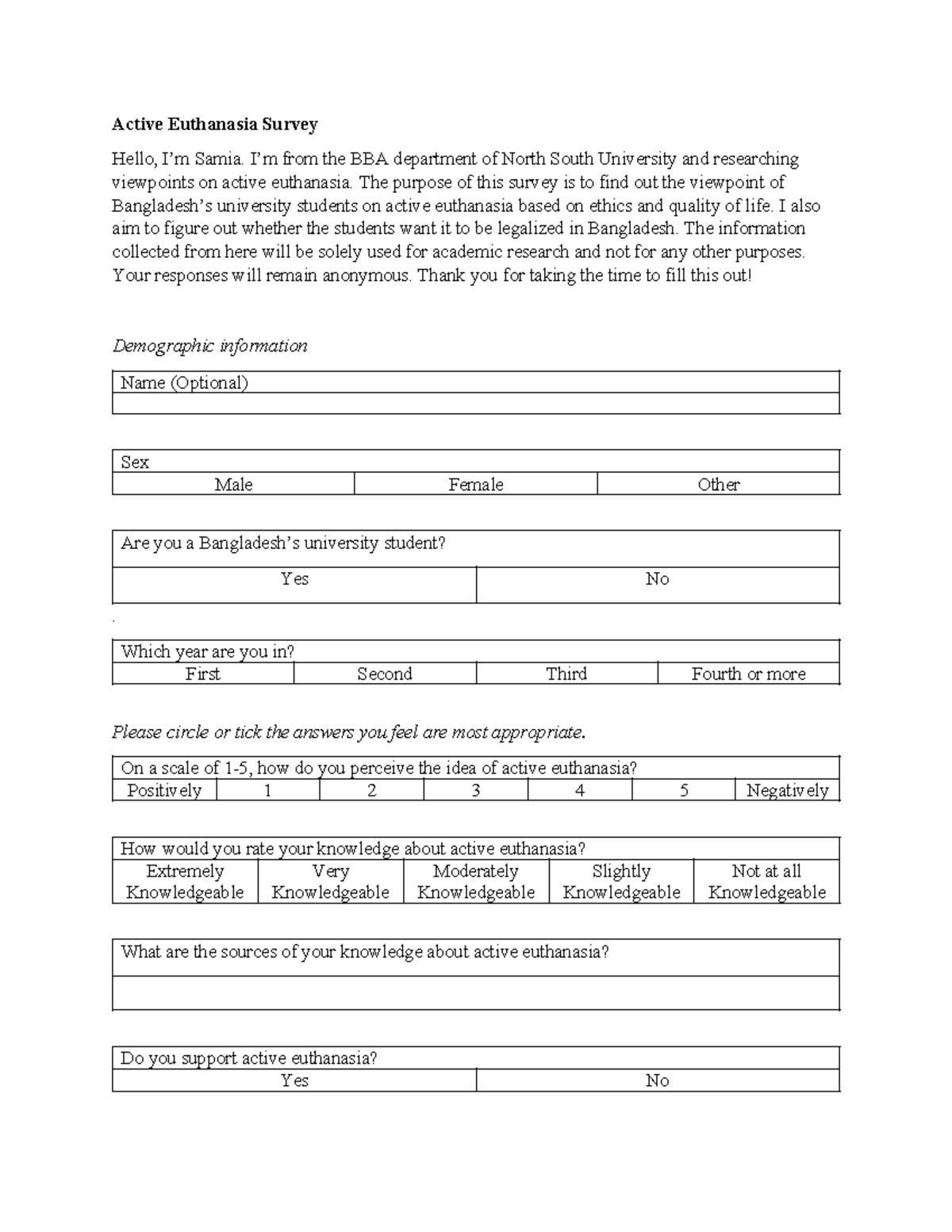 BBA Active Euthanasia Survey: Student Perspectives on Ethics - Studocu
