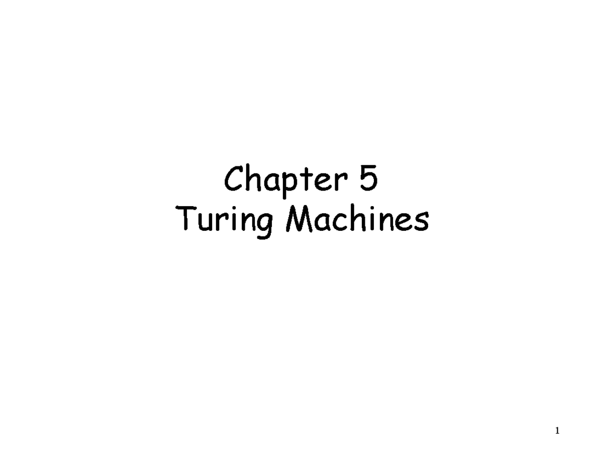 Chapter 5: Turing Machines Overview - Studocu
