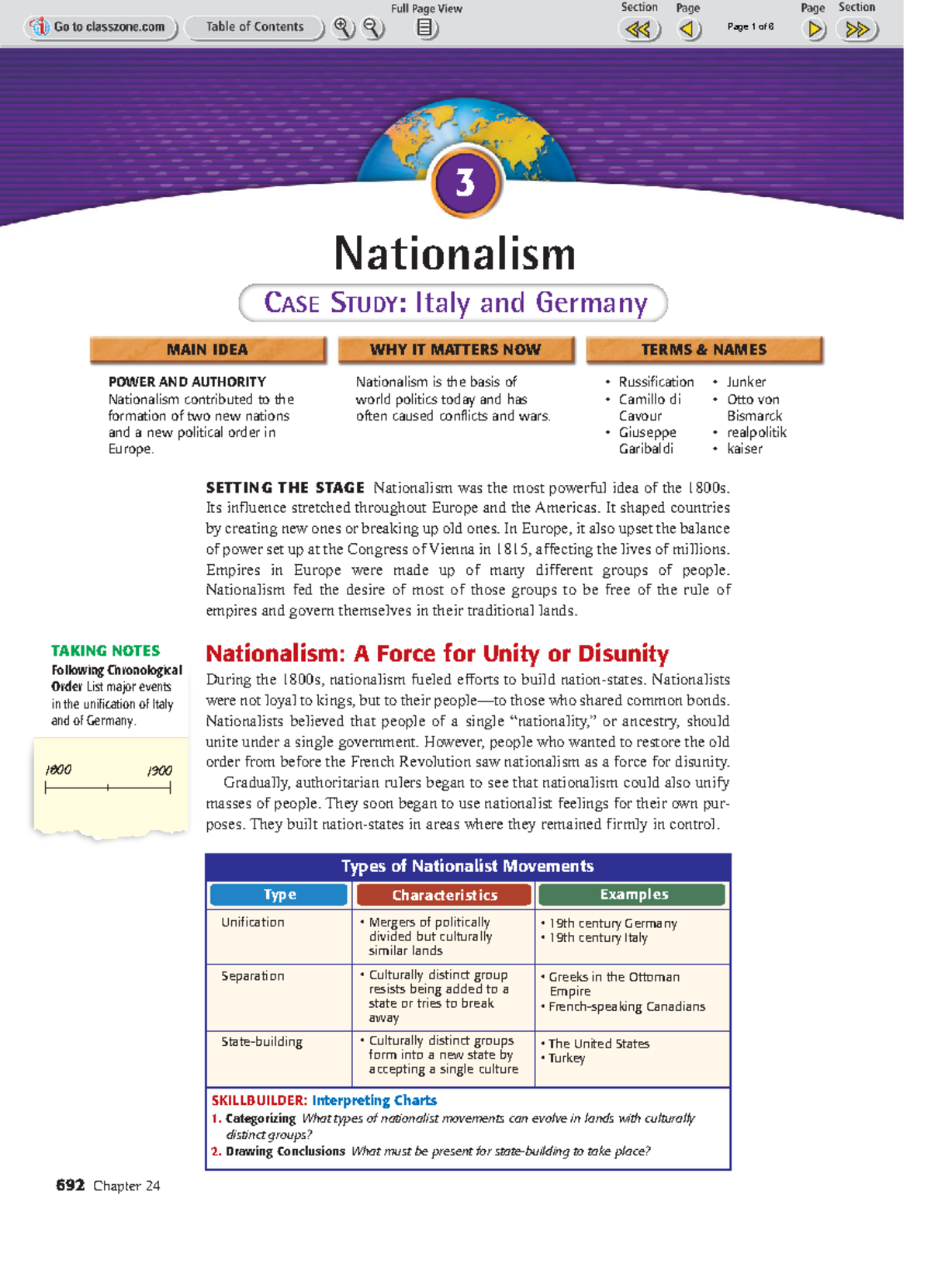 Nationalism Case Study Italy and Germany - Following Chronological ...