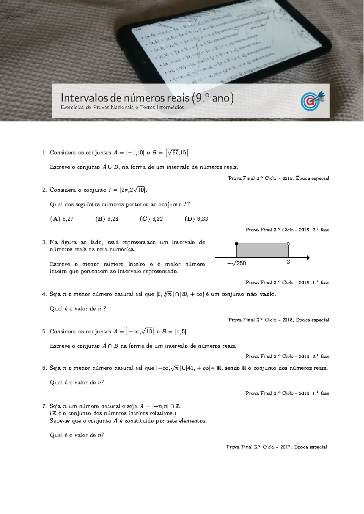 Exercícios de Intervalos de Números Reais (9.o ano) - Provas e Testes ...